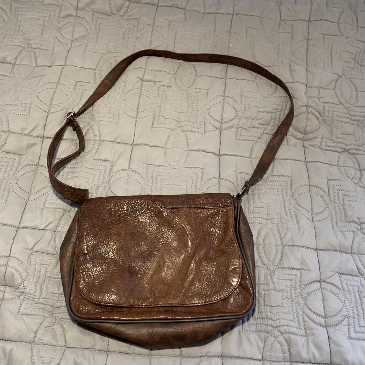 y2k pleather bag with 4 pockets total!! two big ones... - Depop