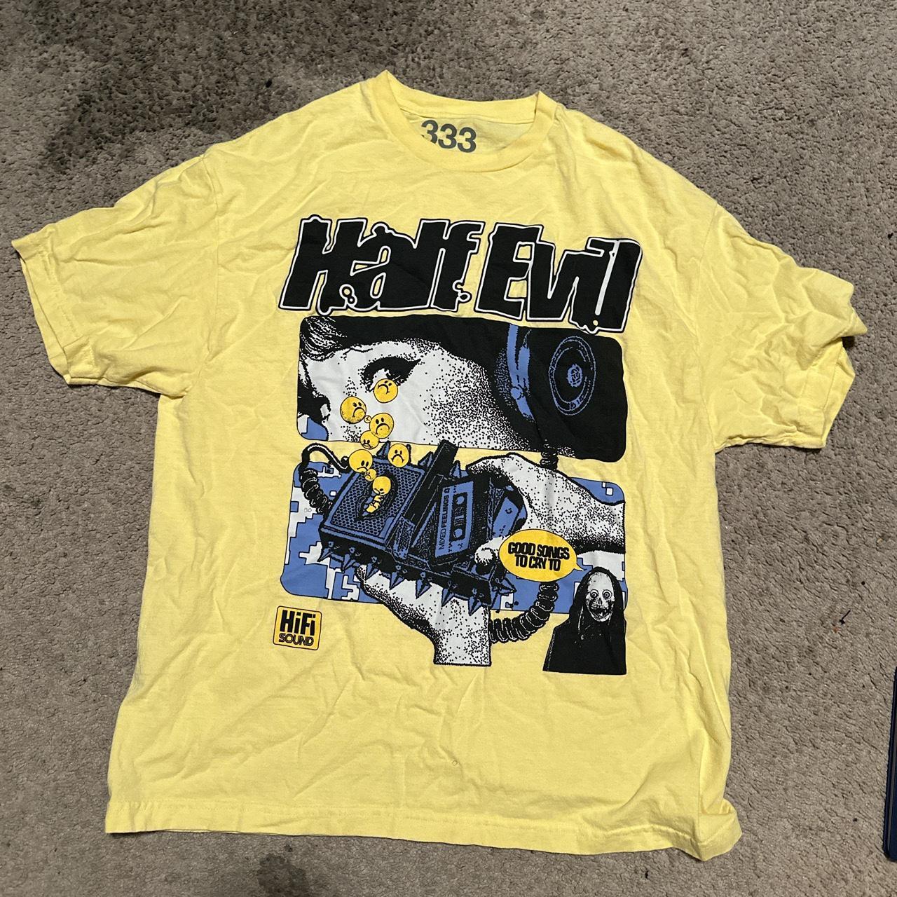 Half Evil Yellow Shirt - Depop