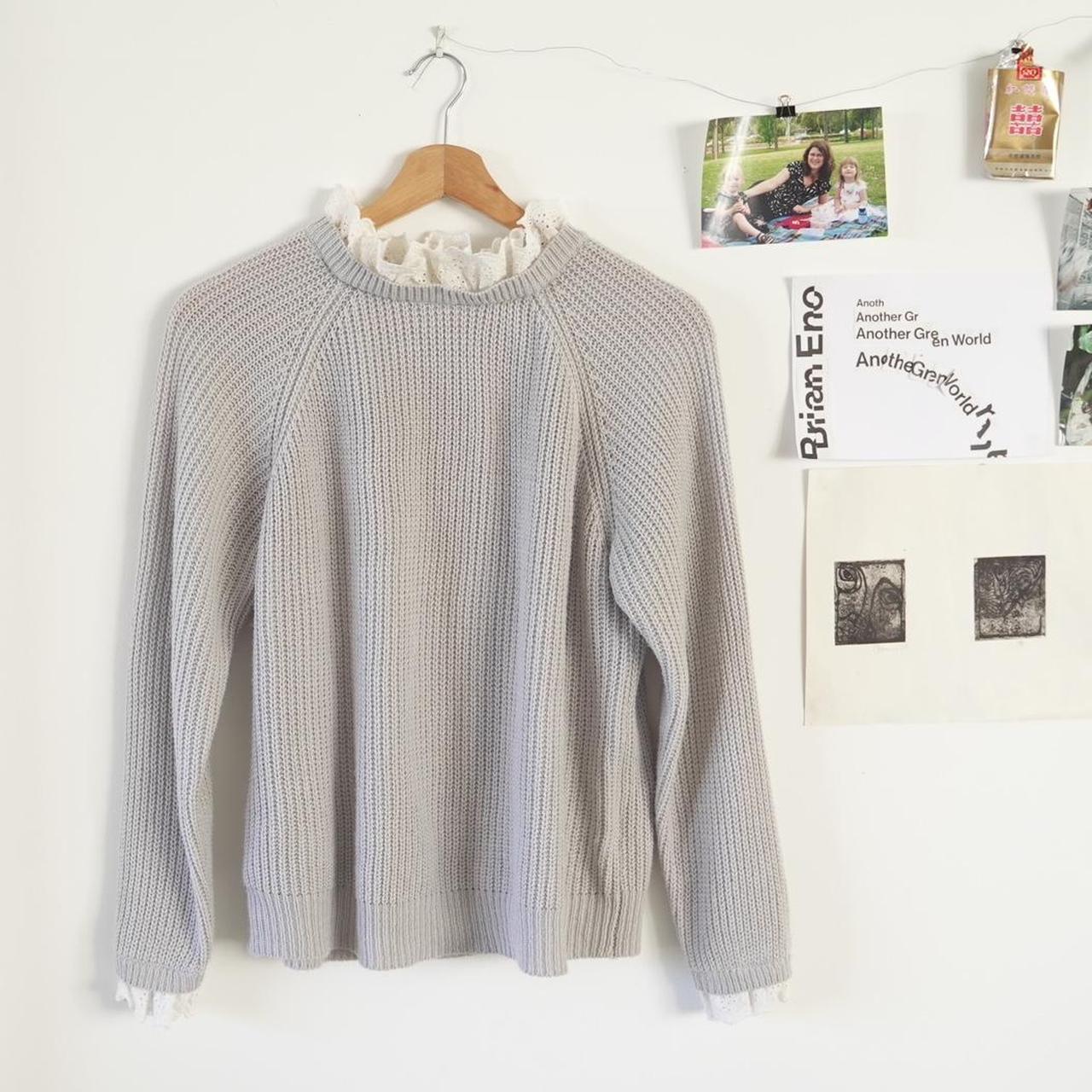 Twee and Coquette as hell Grey Jumper with White... - Depop