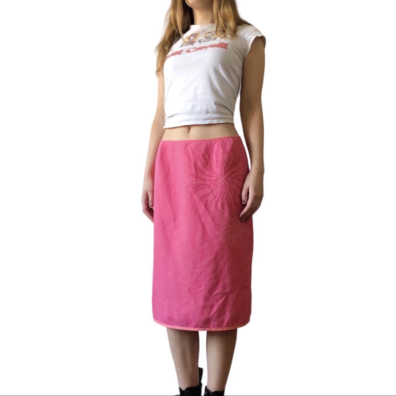 Monsoon Women's Pink and Orange Skirt | Depop