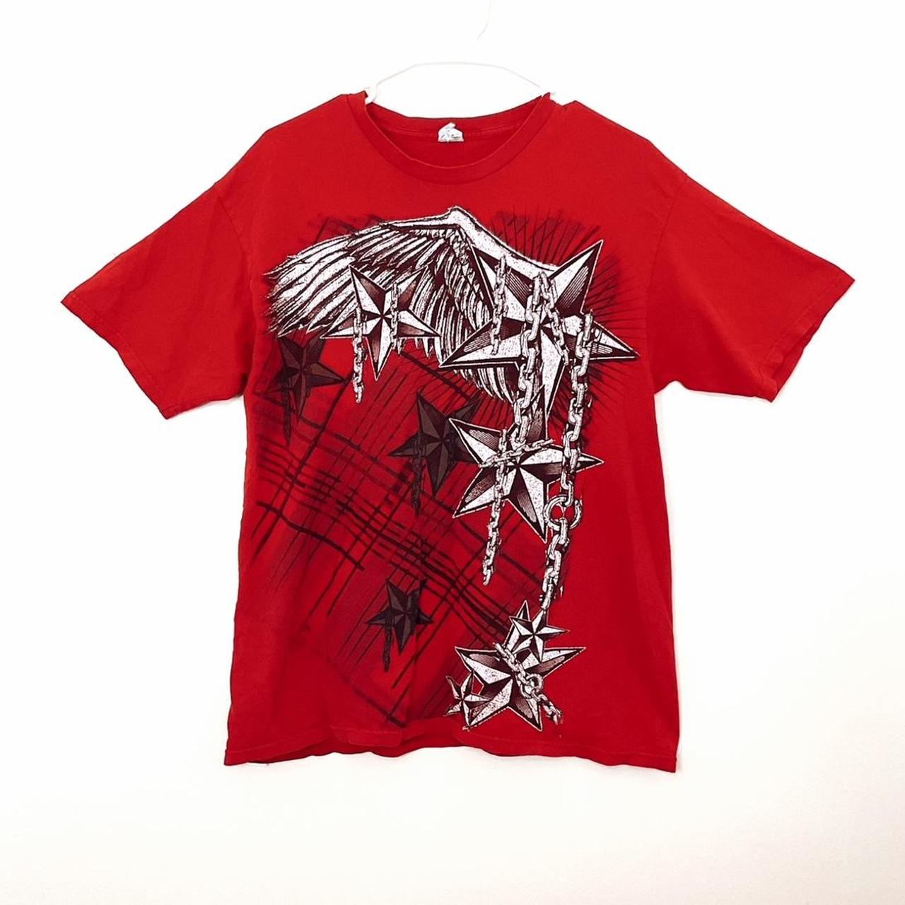 y2k red mall goth men’s graphic tee size L ☆ 100%... - Depop