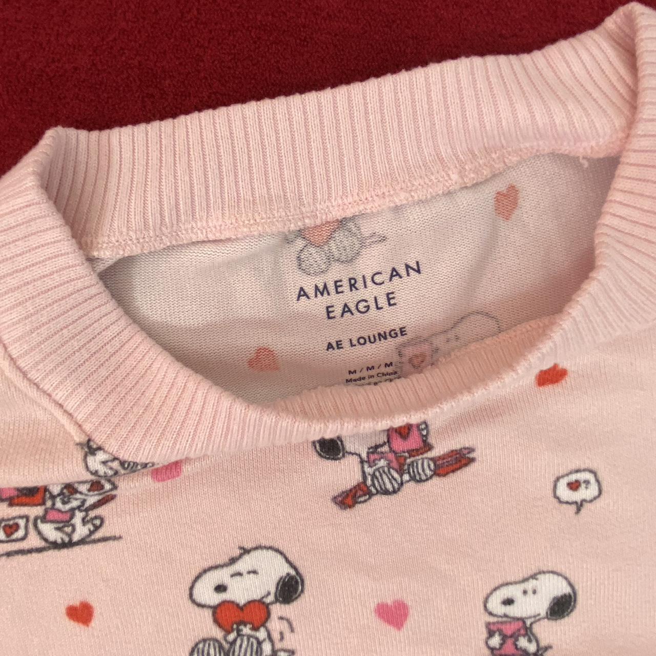 american eagle snoopy pink valentines pajama set... - Depop