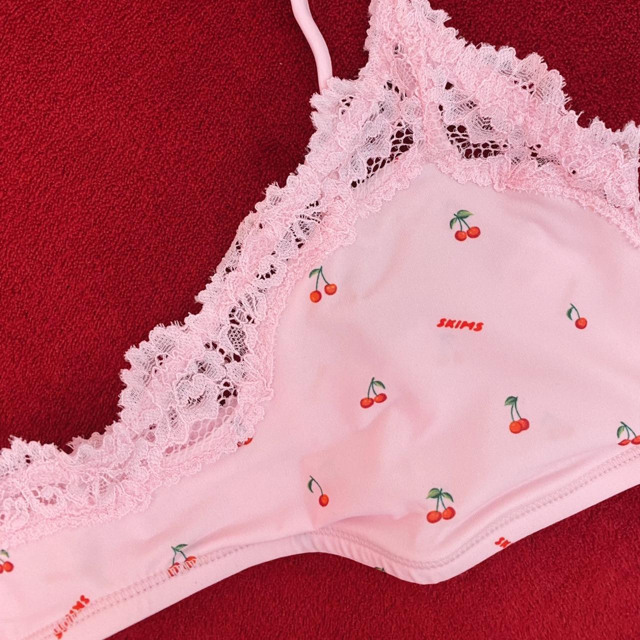 skims cherry print bralette size L 🎀 brand new and... - Depop