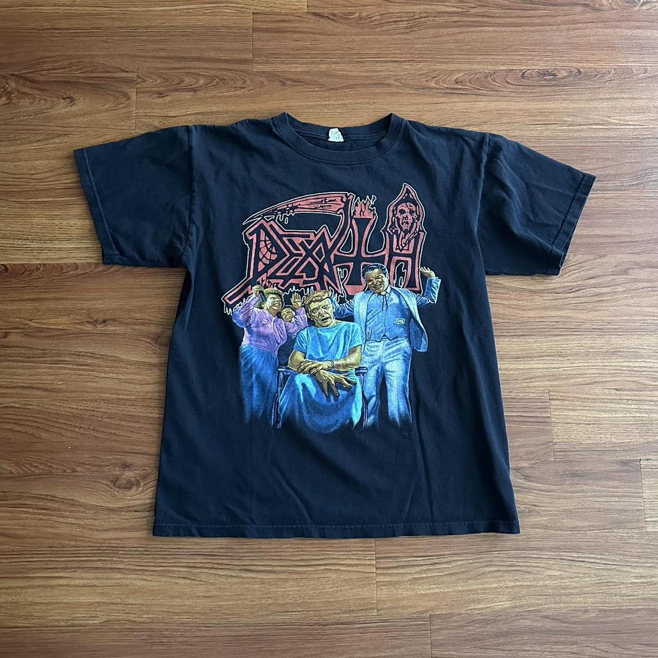 2000s Faded Black Death Band T-shirt 🎸🎸 Super sick... - Depop