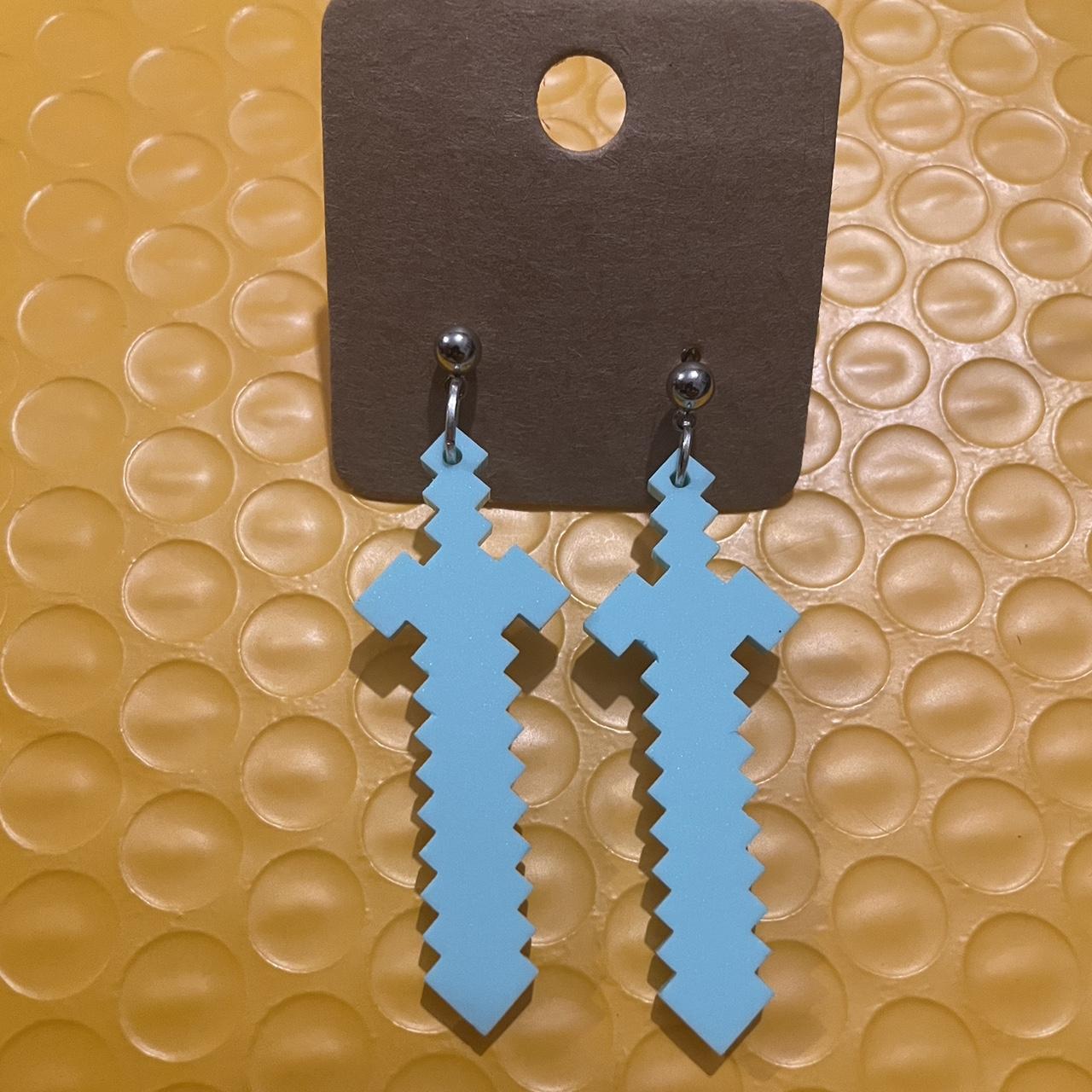 Light blue acrylic pixel Minecraft style sword... - Depop