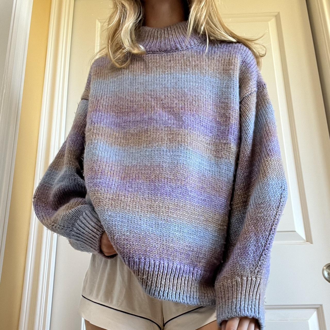 COS multicolored blue & violet mock neck jumper... - Depop