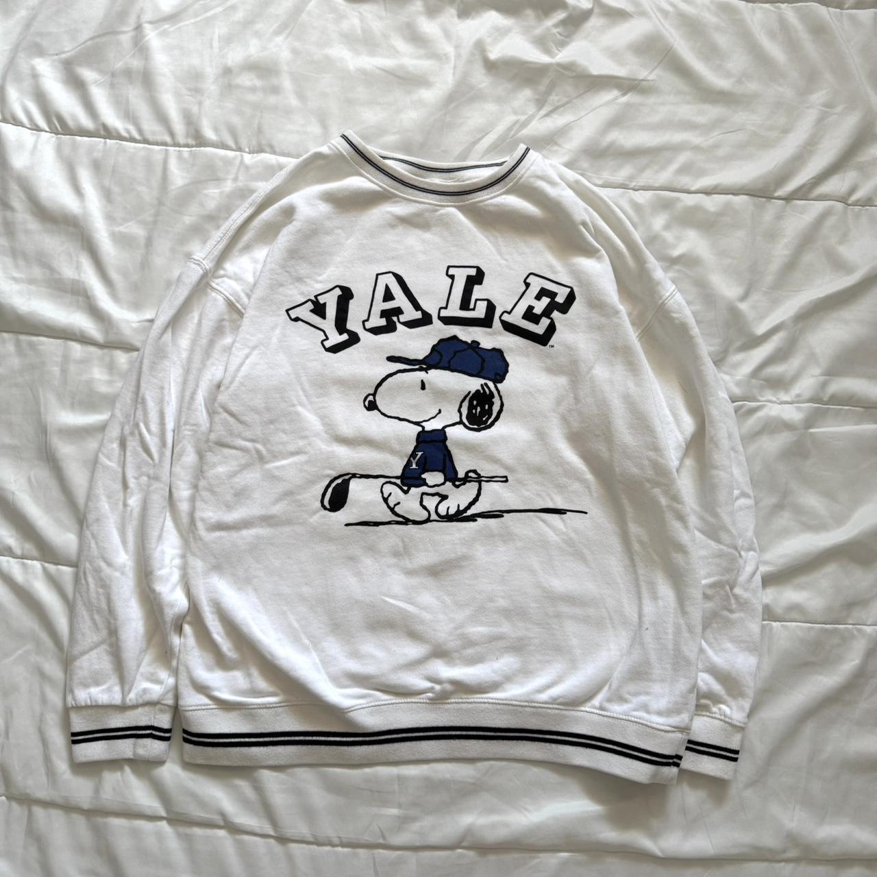 white peanuts snoopy yale university crewneck... | Depop