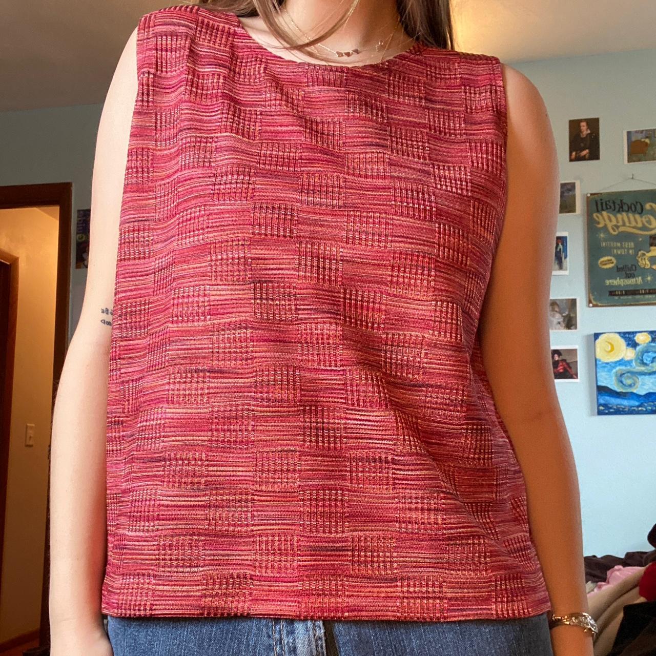 vintage multi color striped tank top with metallic... | Depop