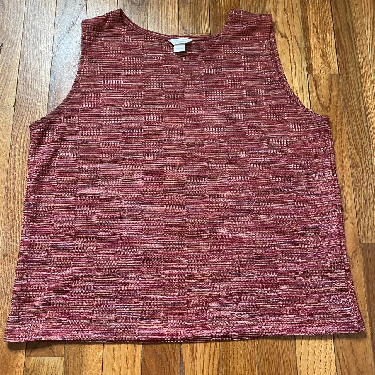 vintage multi color striped tank top with metallic... | Depop