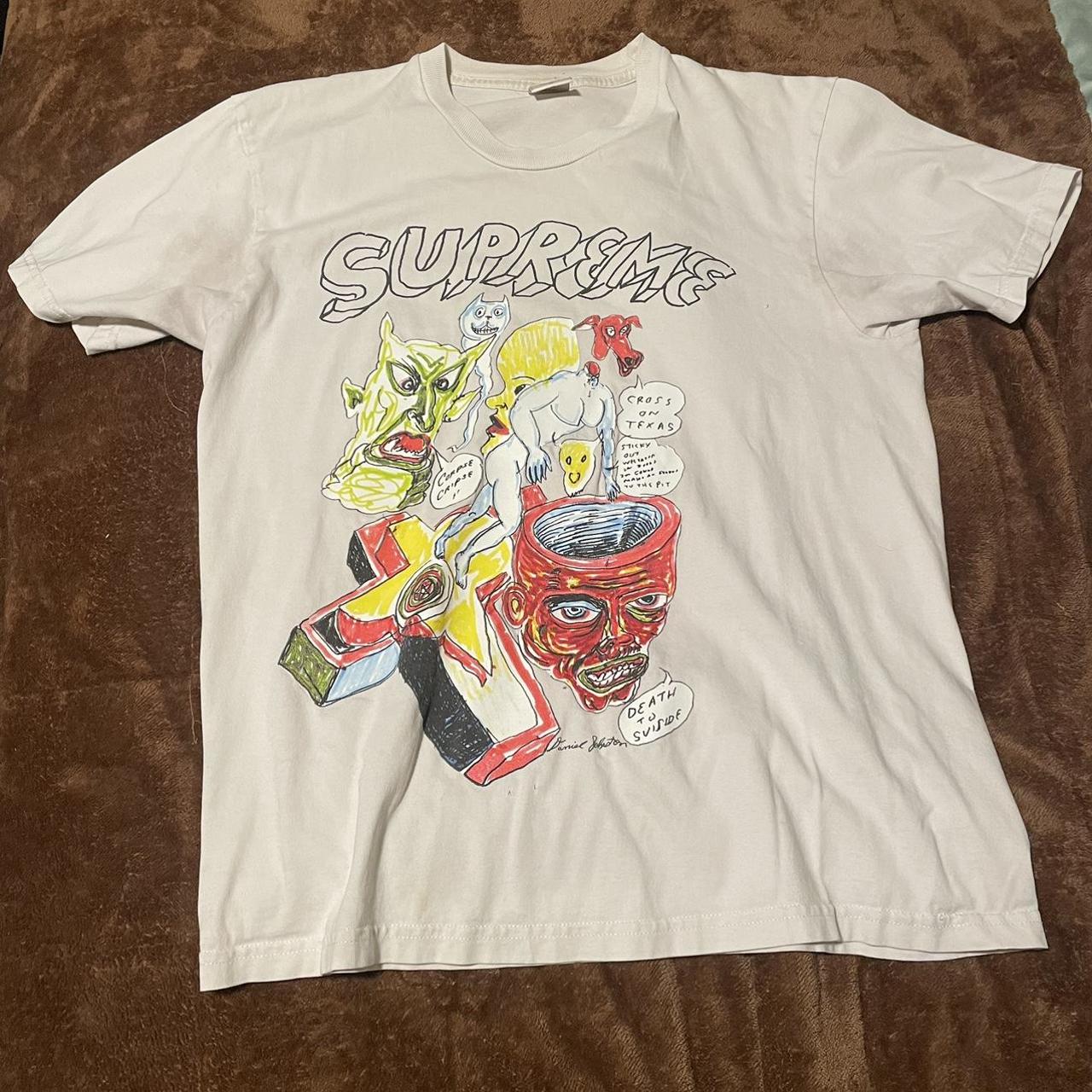 Supreme Men's White and Red T-shirt | Depop
