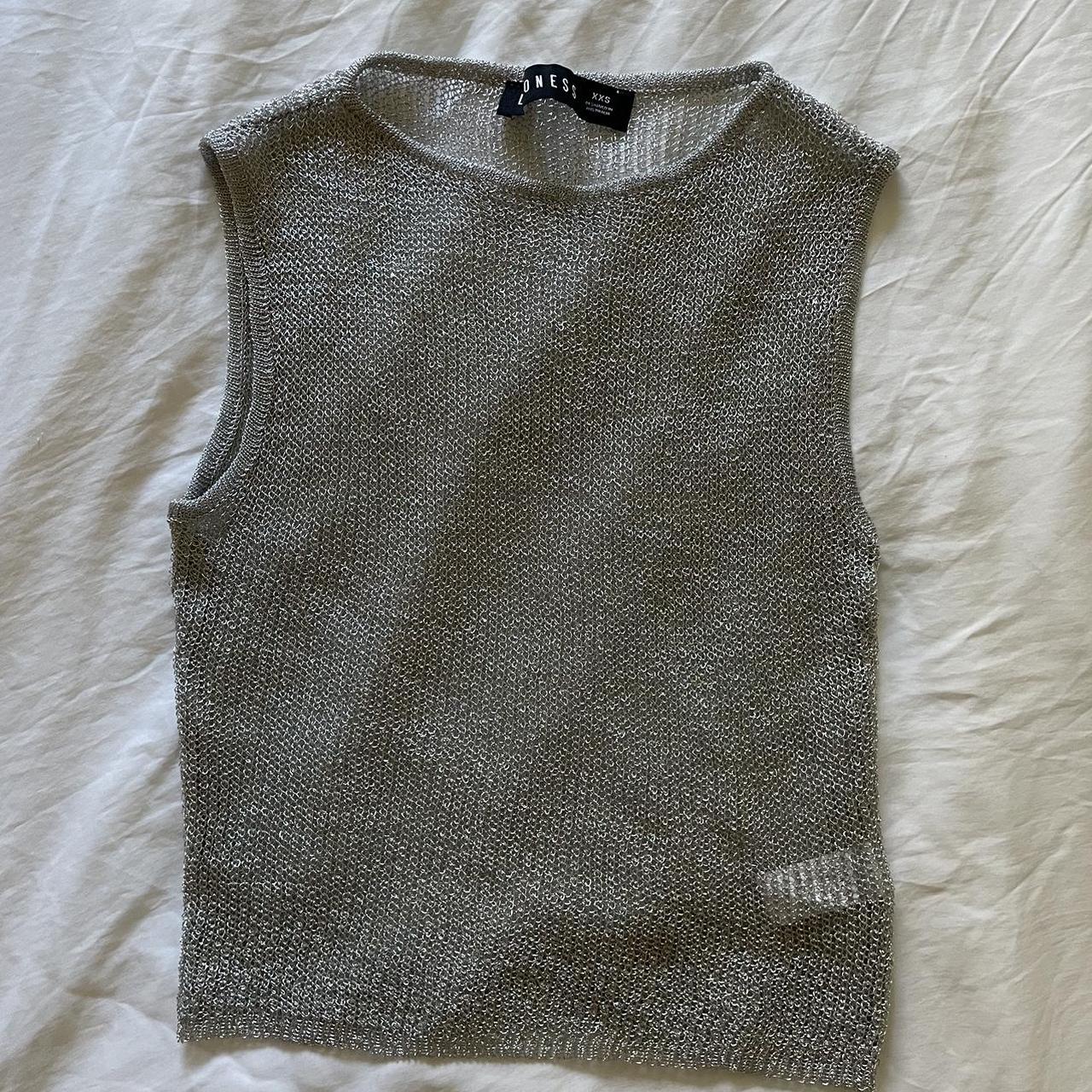 lionness palasades silver knit top only worn once! - Depop