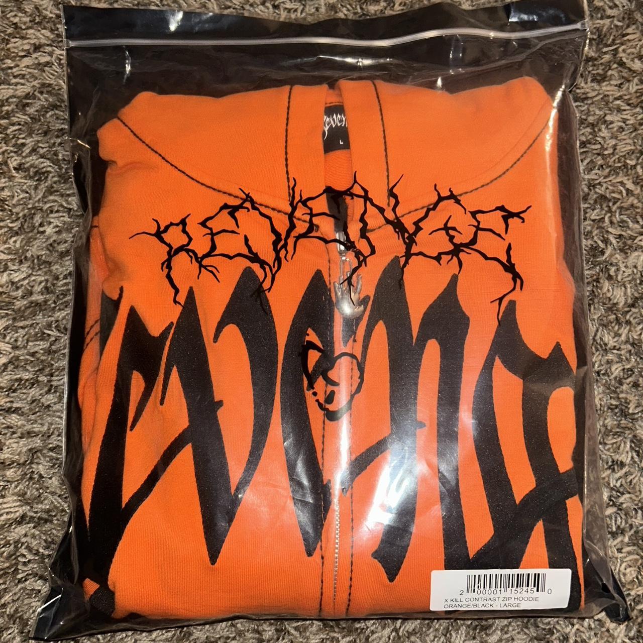 Revenge x xxxtentacion orange kill hand zip up... | Depop