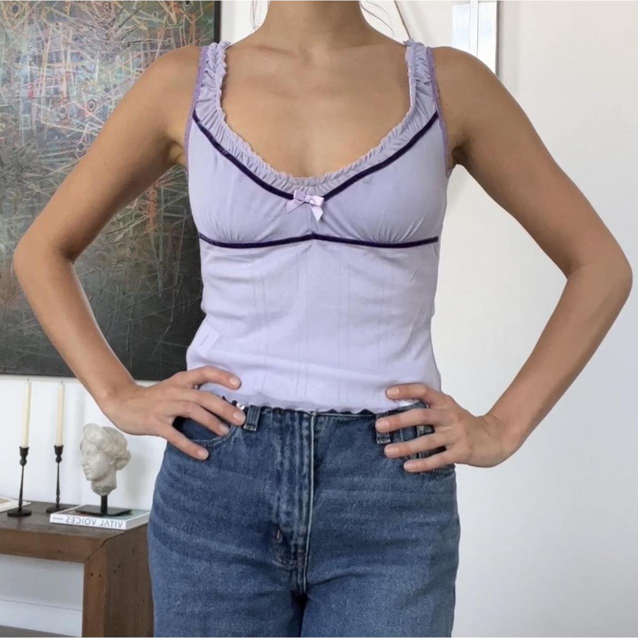 Unif purple mesh top with bow! Super cute. It’s a... - Depop