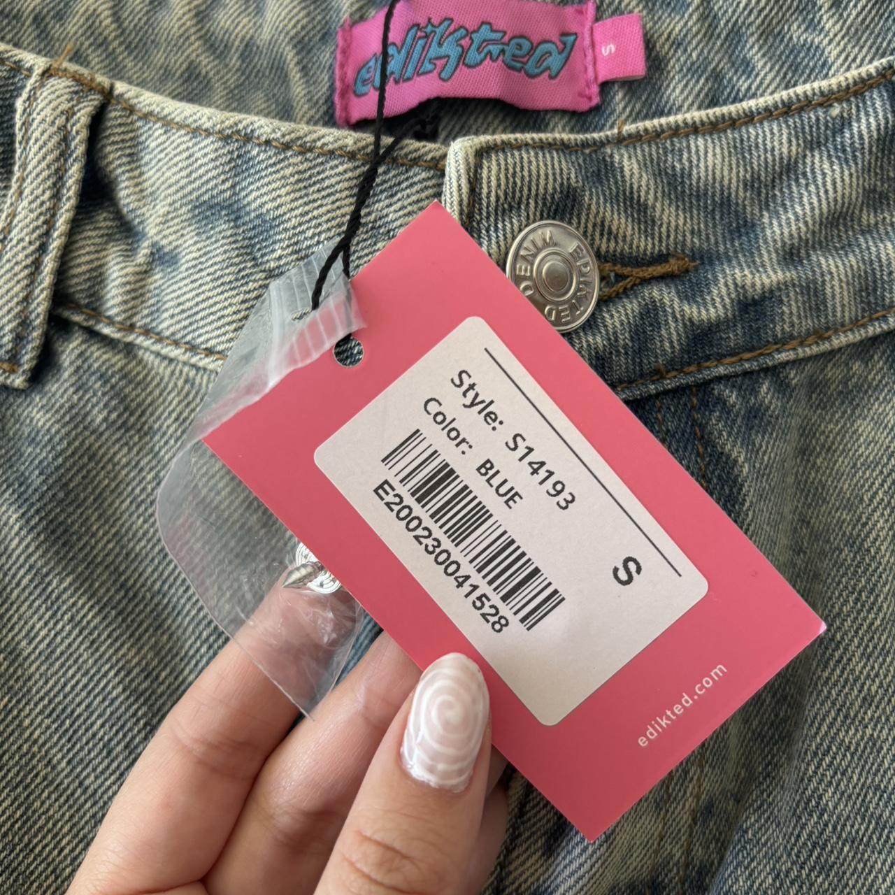 EDIKTED NEW WITH TAG low rise acid wash jeans Size... - Depop