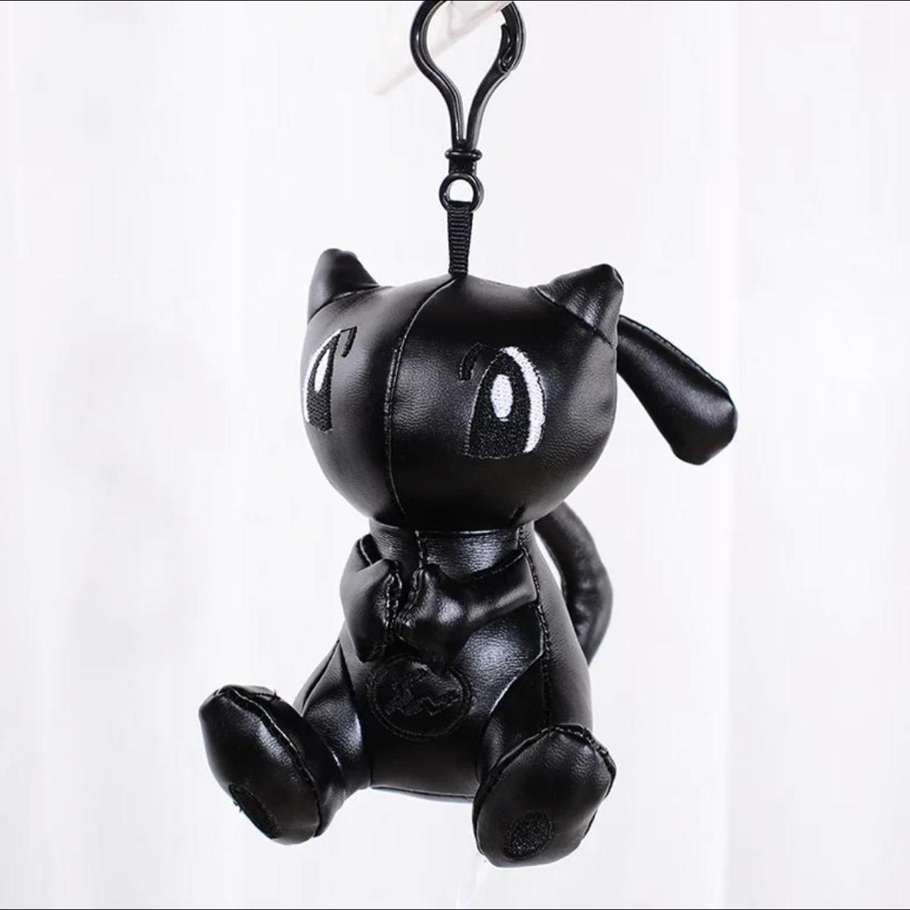 Mew Pokémon keychain plush Black leather 12 cm... - Depop