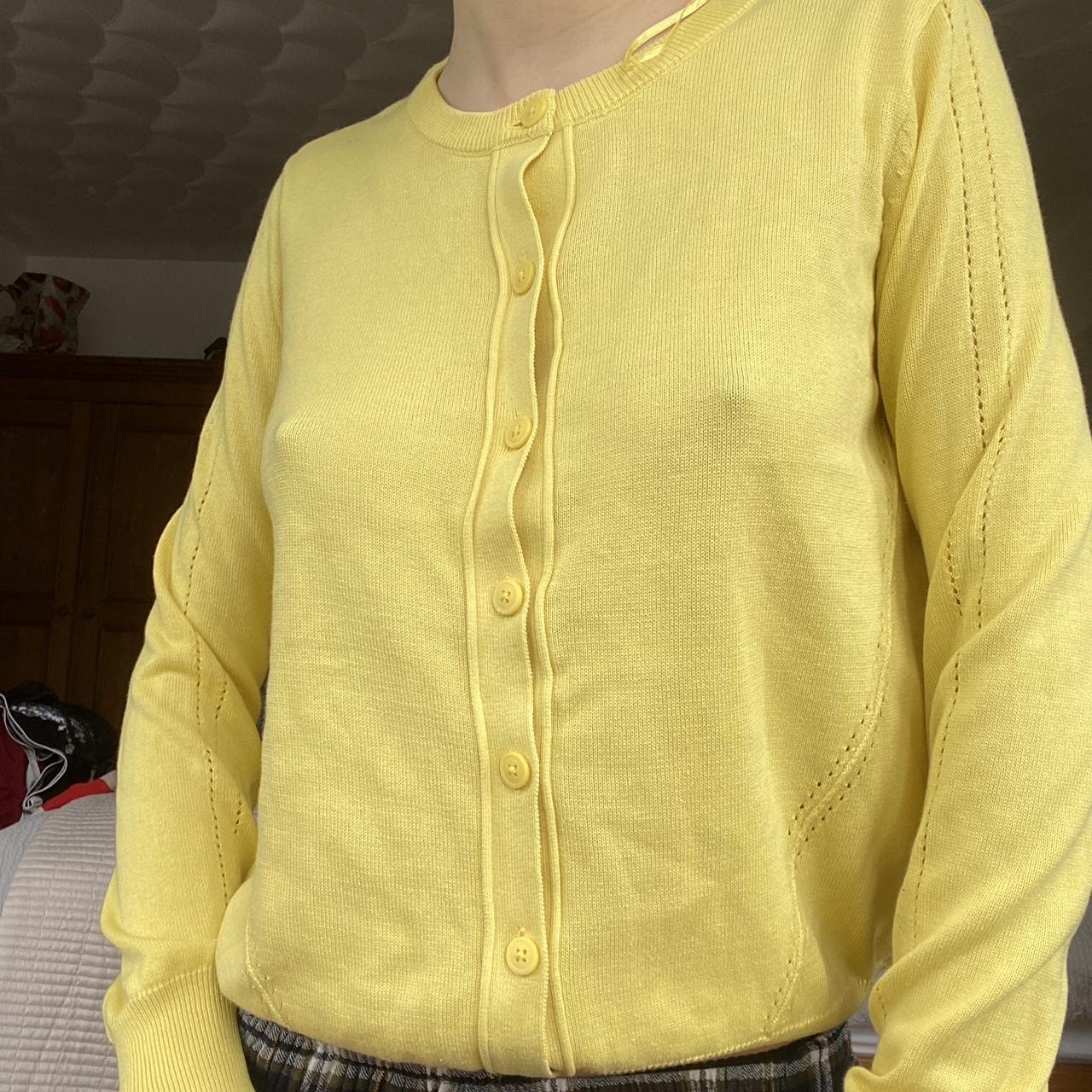 Yellow button up cardigan Will fit size 6-10... - Depop