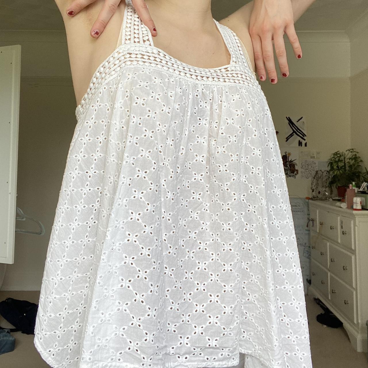 White fairy cottage-core top Tight around the top... - Depop