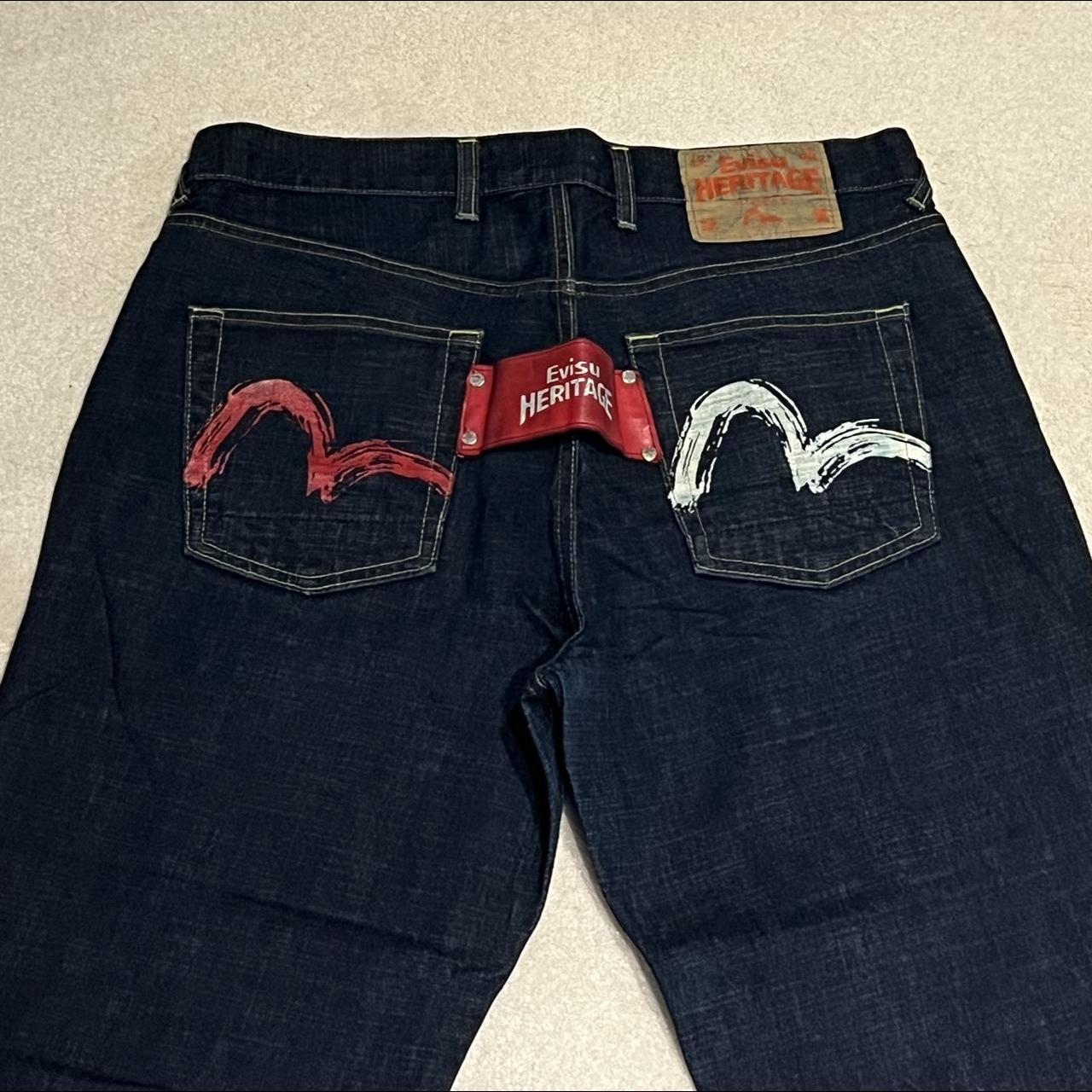 rare evisu jeans with red and white logos! such a... - Depop
