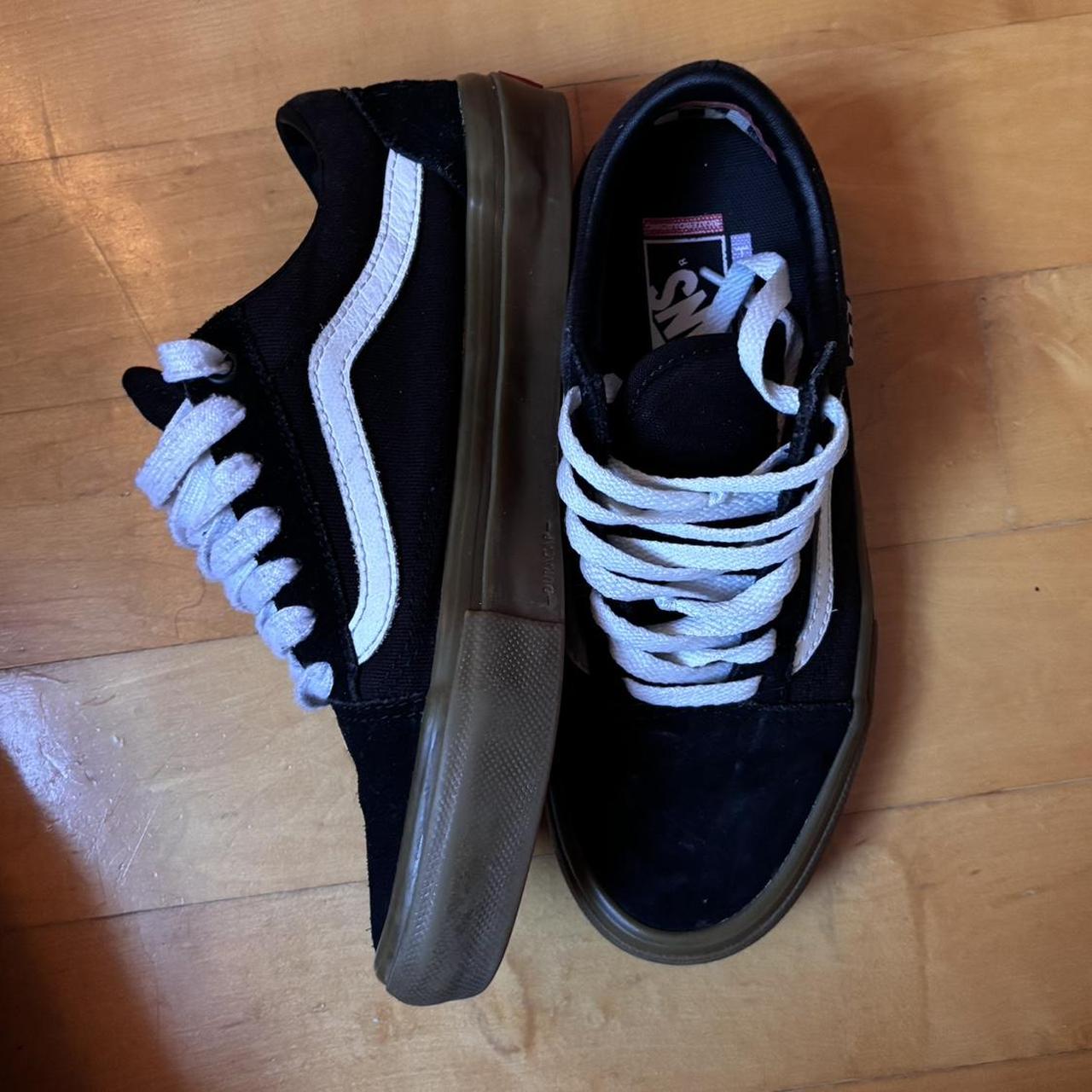 vans black canvas shoes with gummy soles. super... - Depop