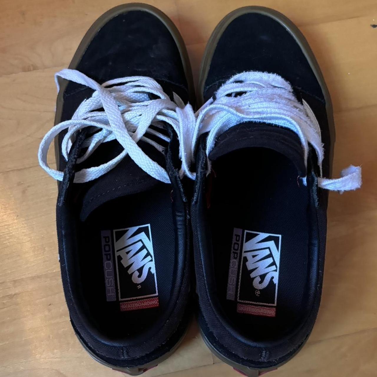 vans black canvas shoes with gummy soles. super... - Depop