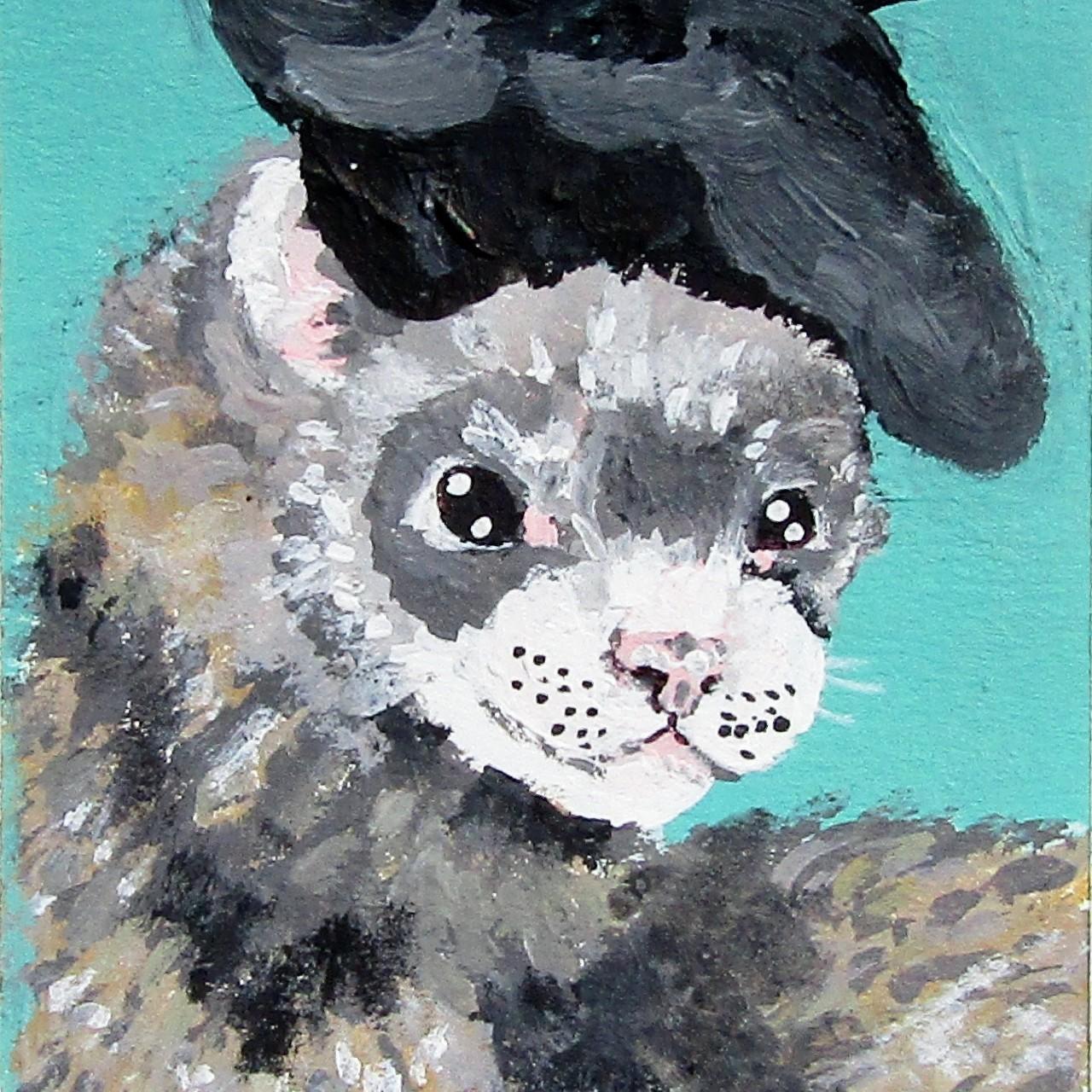 Hand painted French Ferret on Paper Original art by... - Depop