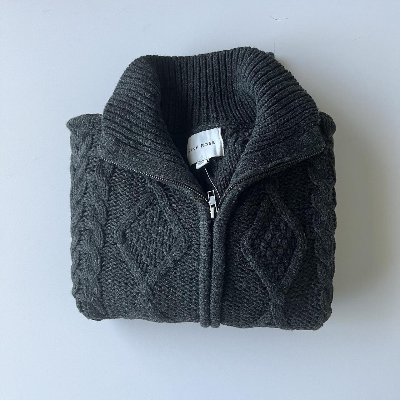 dark grey cable knit jacket - would be so cute with... - Depop