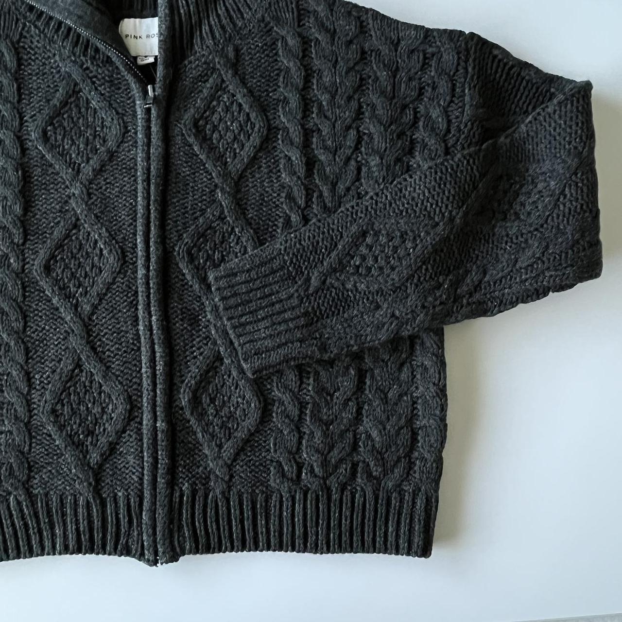 dark grey cable knit jacket - would be so cute with... - Depop