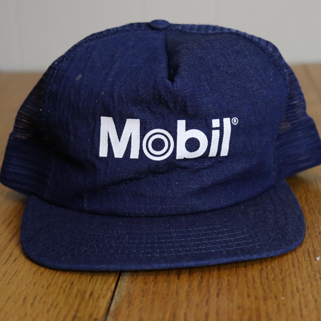 Mobil Park Avenue Vintage Denim Trucker Hat Snapback... - Depop