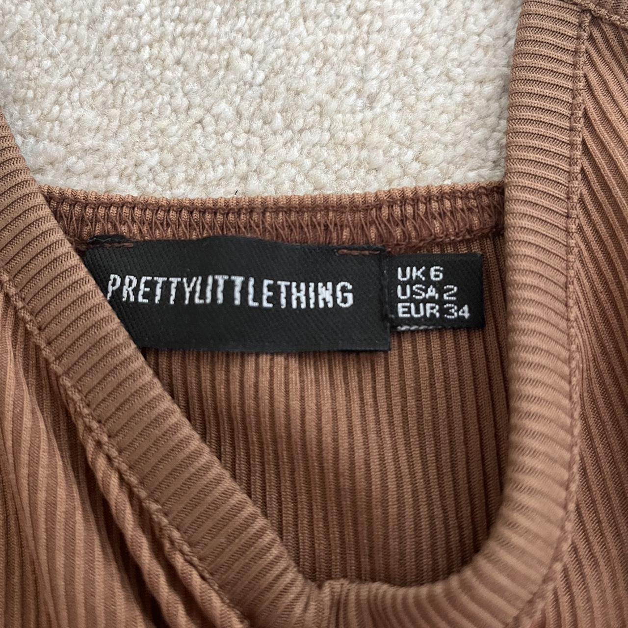Pretty little thing tan colour bodycon dress, super... - Depop