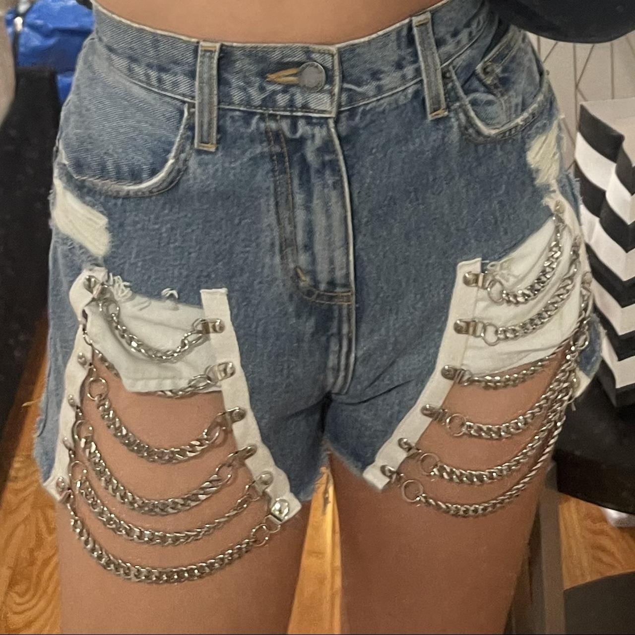 super cut and trendy denim jeans. perfect for summer... - Depop