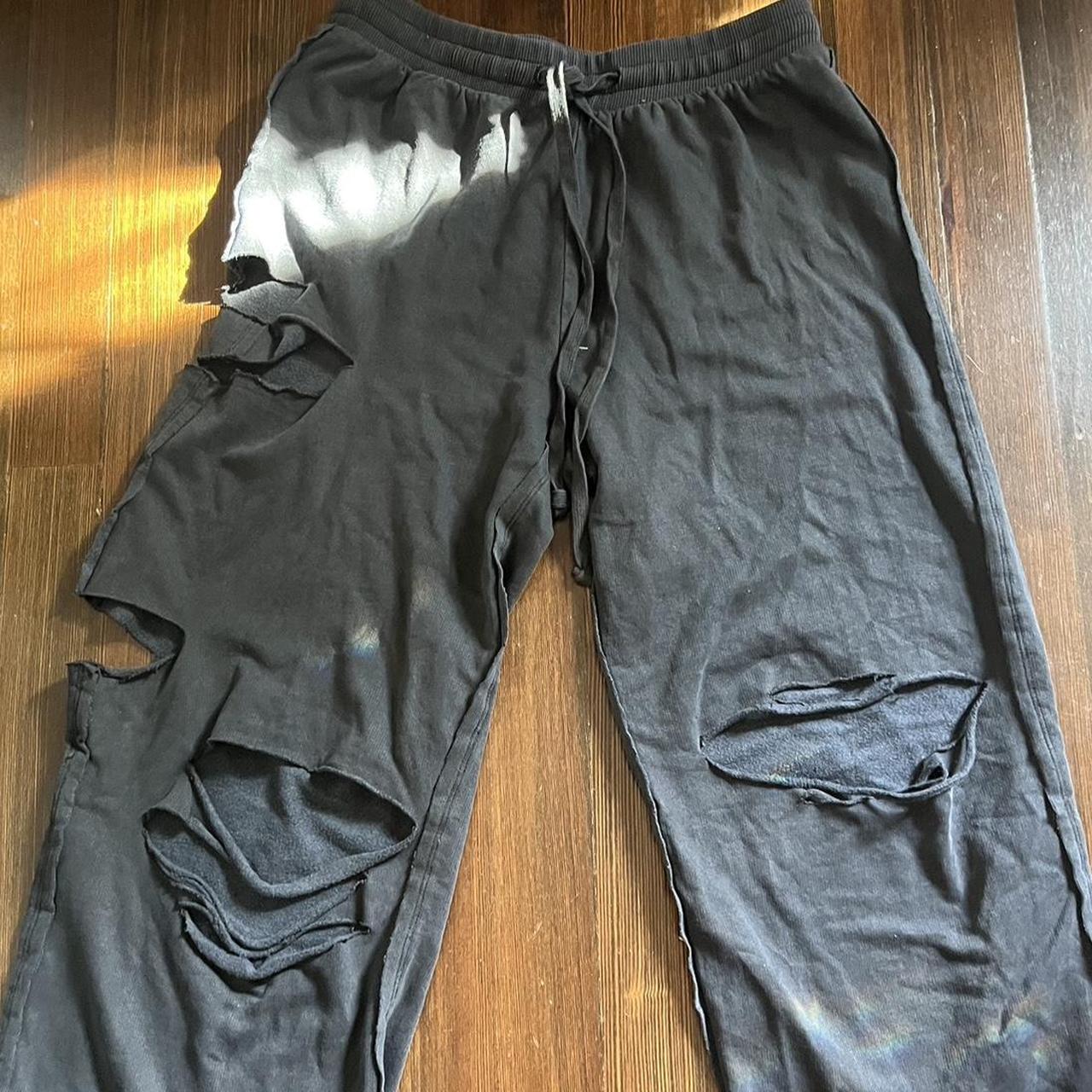 Urban Outfitters - Black Ripped Sweatpants - Cozy - Depop