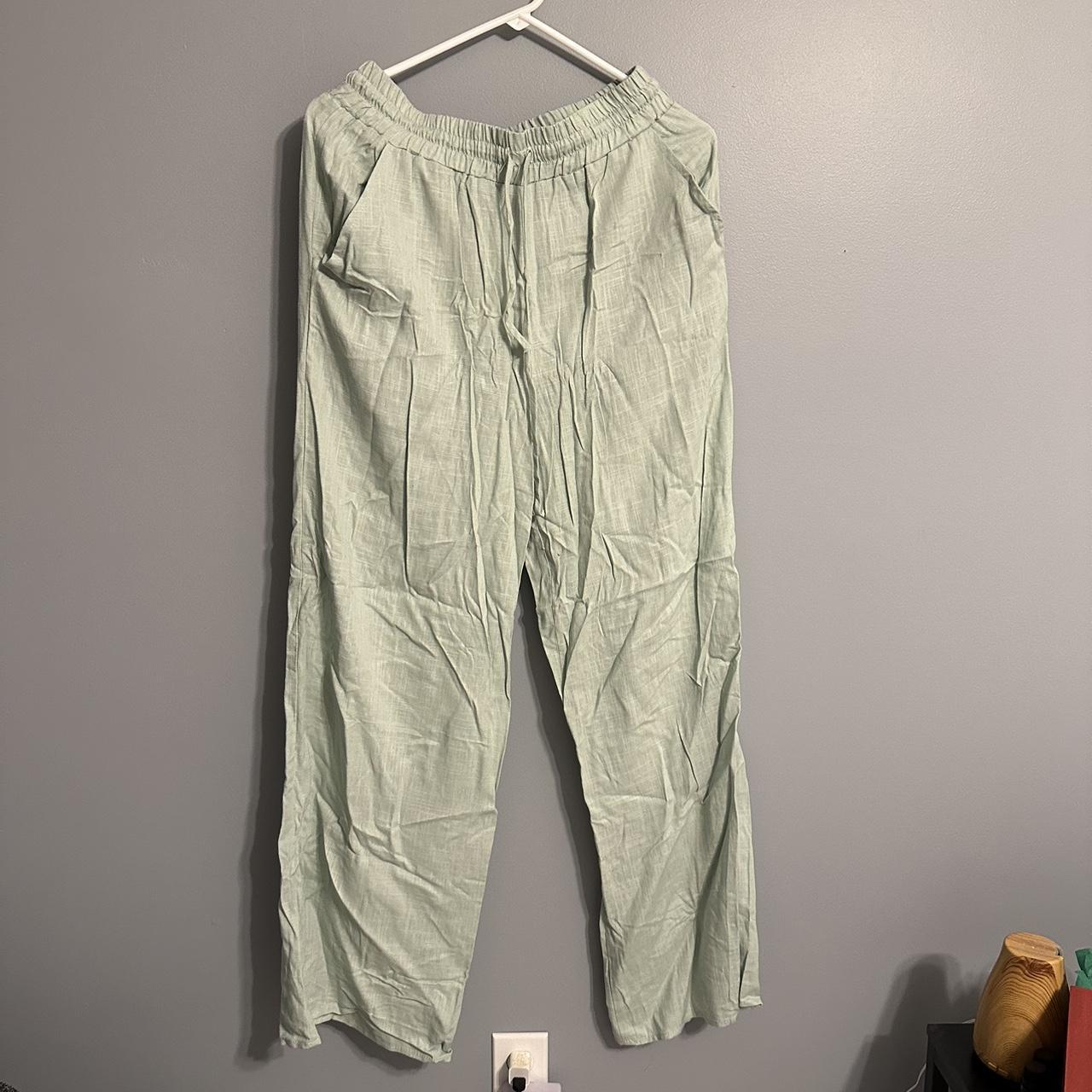 Cute blue green flowy loose pants! Never worn!!... - Depop