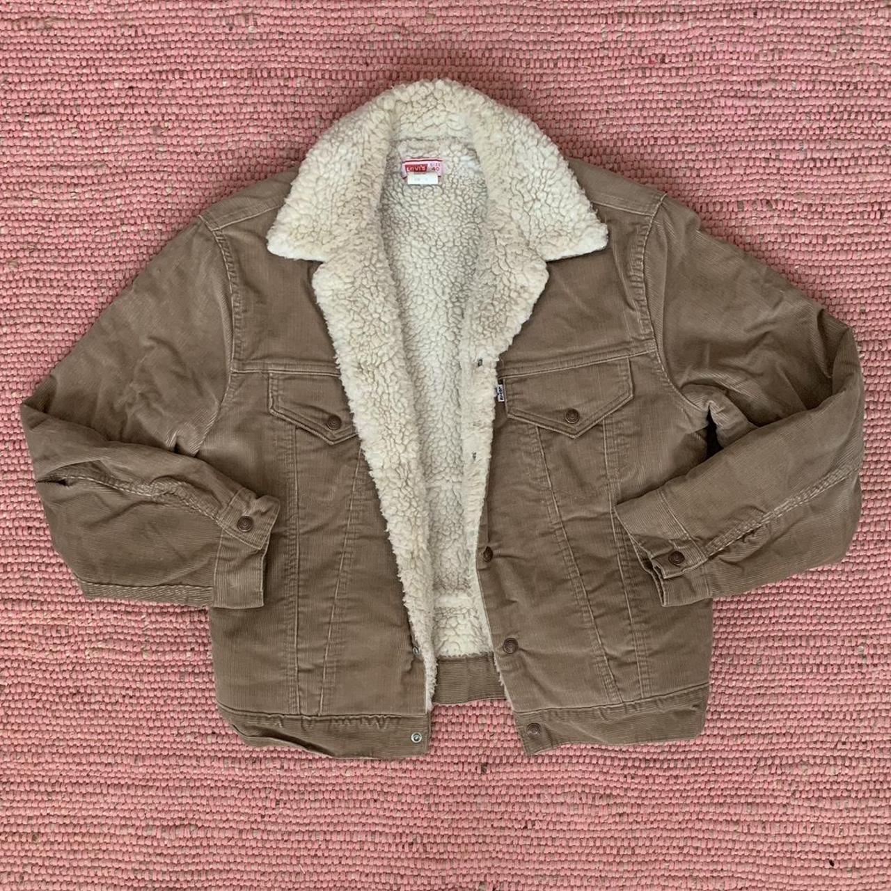 vintage levi’s brown corduroy sherpa lined jacket... - Depop