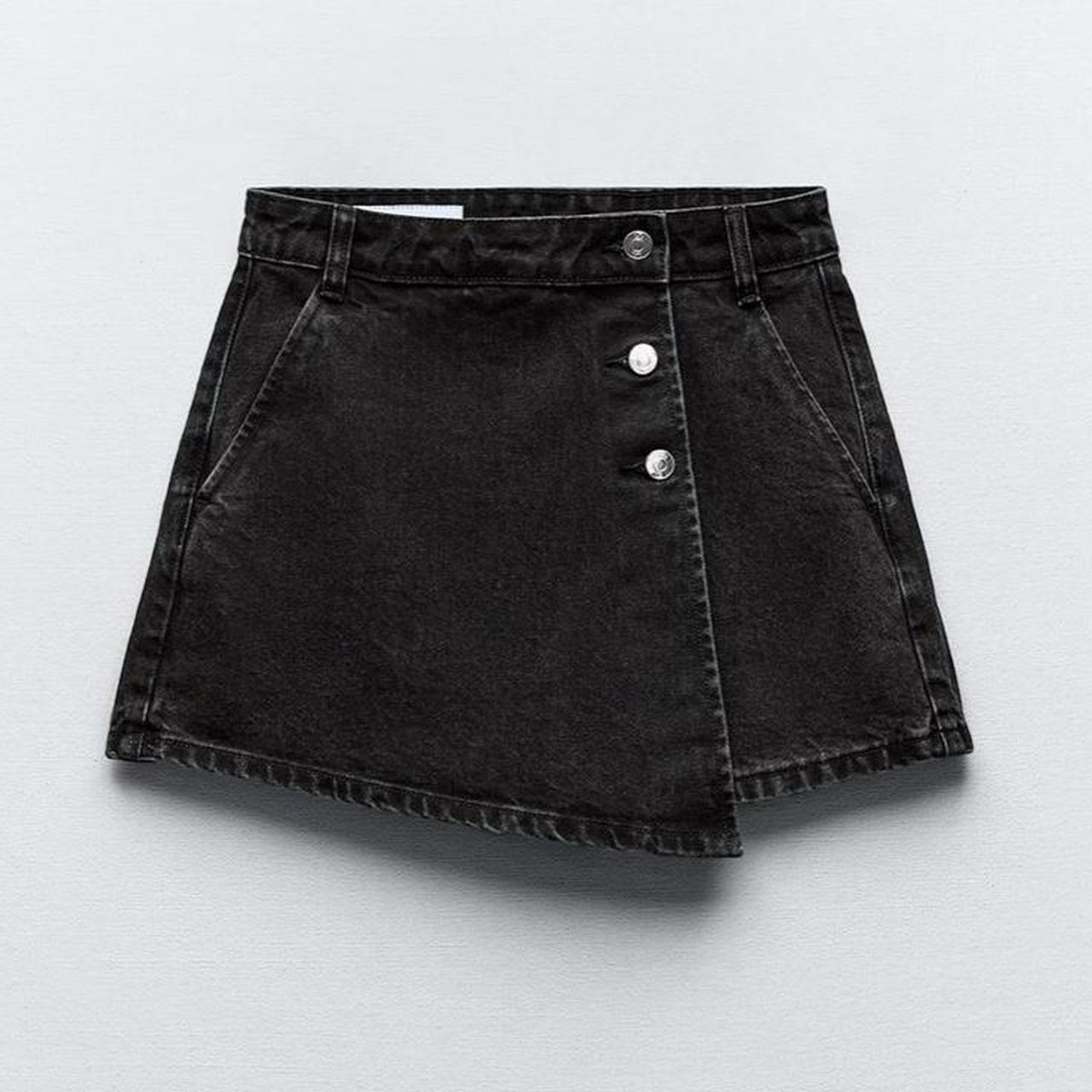 ZARA Black Denim Wrap Skort 🤍 Size: S Great Condition! - Depop