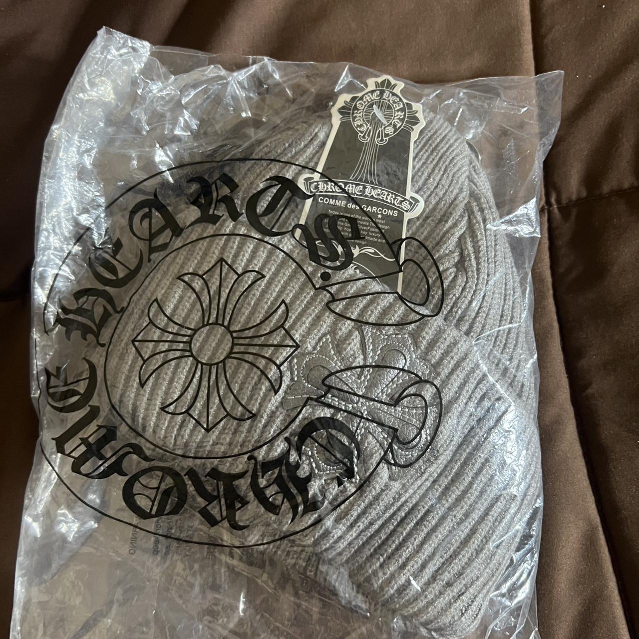 chrome hearts cdg gray beanie unisex gray brand... - Depop