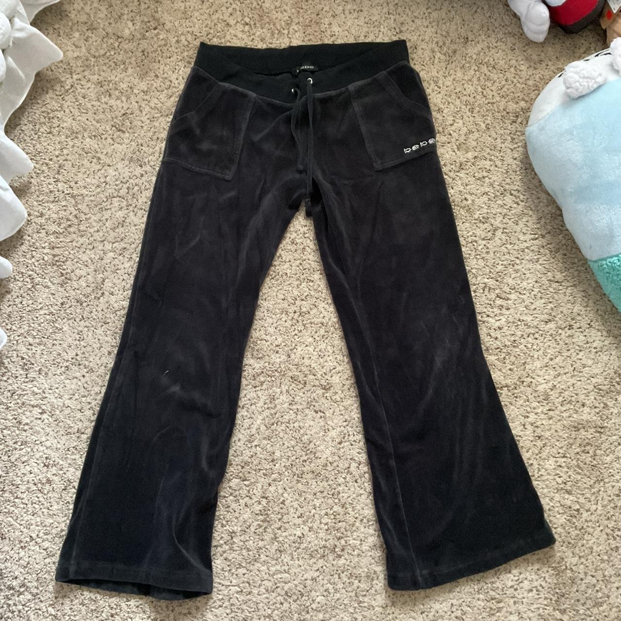 Bebe Women's Grey and Black Joggers-tracksuits | Depop