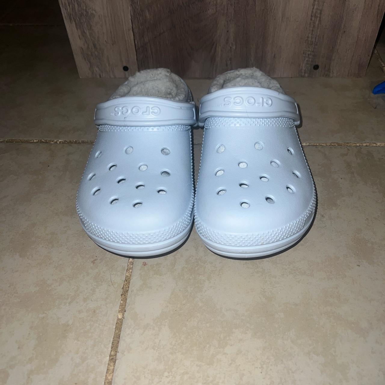 Light blue fuzzy crocs crocs comfy fuzzycrocs Depop