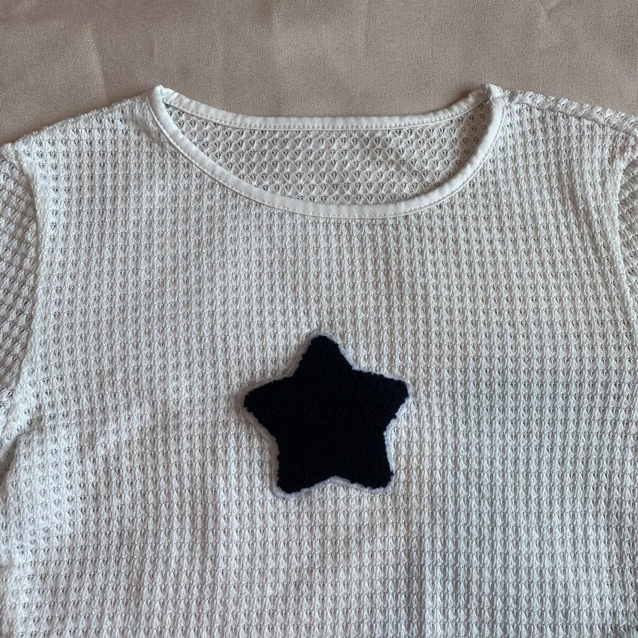 y2k acubi inspired mocha crochet waffle pattern star... - Depop