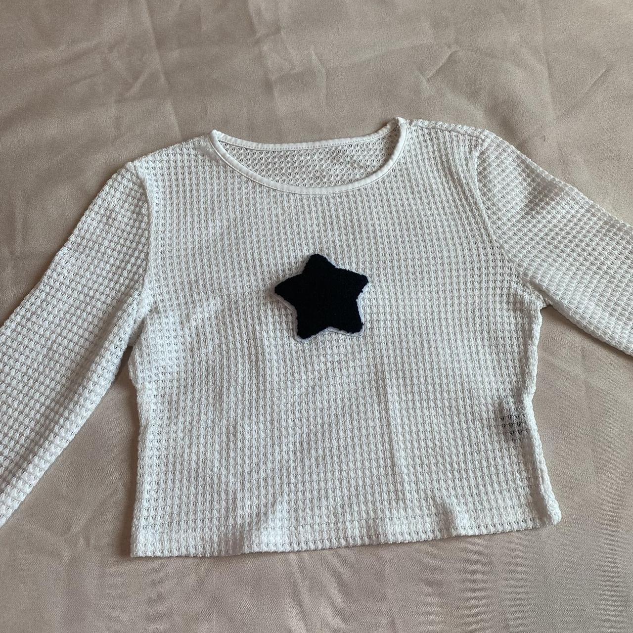 y2k acubi inspired mocha crochet waffle pattern star... - Depop