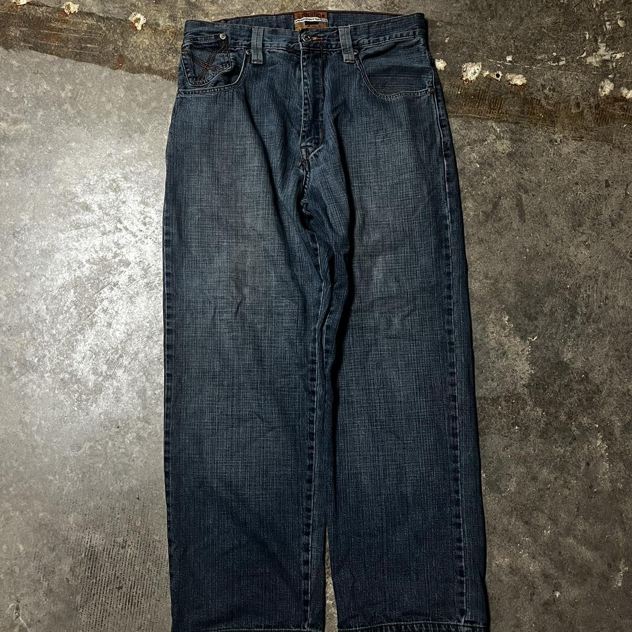 Evolution in design vintage baggy embroidered jeans... - Depop