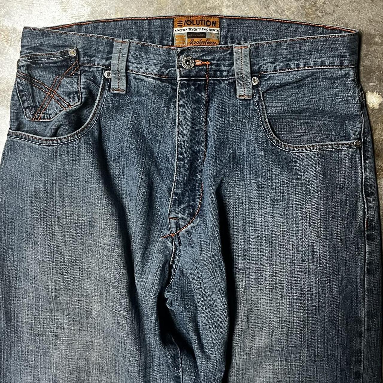 Evolution in design vintage baggy embroidered jeans... - Depop