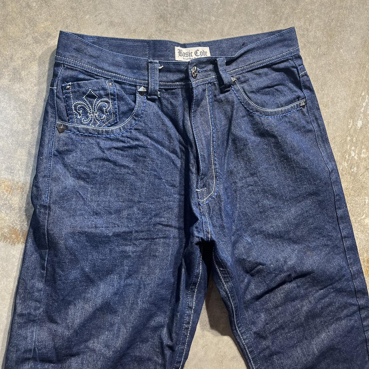 Vintage Basic code jeans Embroidered jeans Sz... - Depop