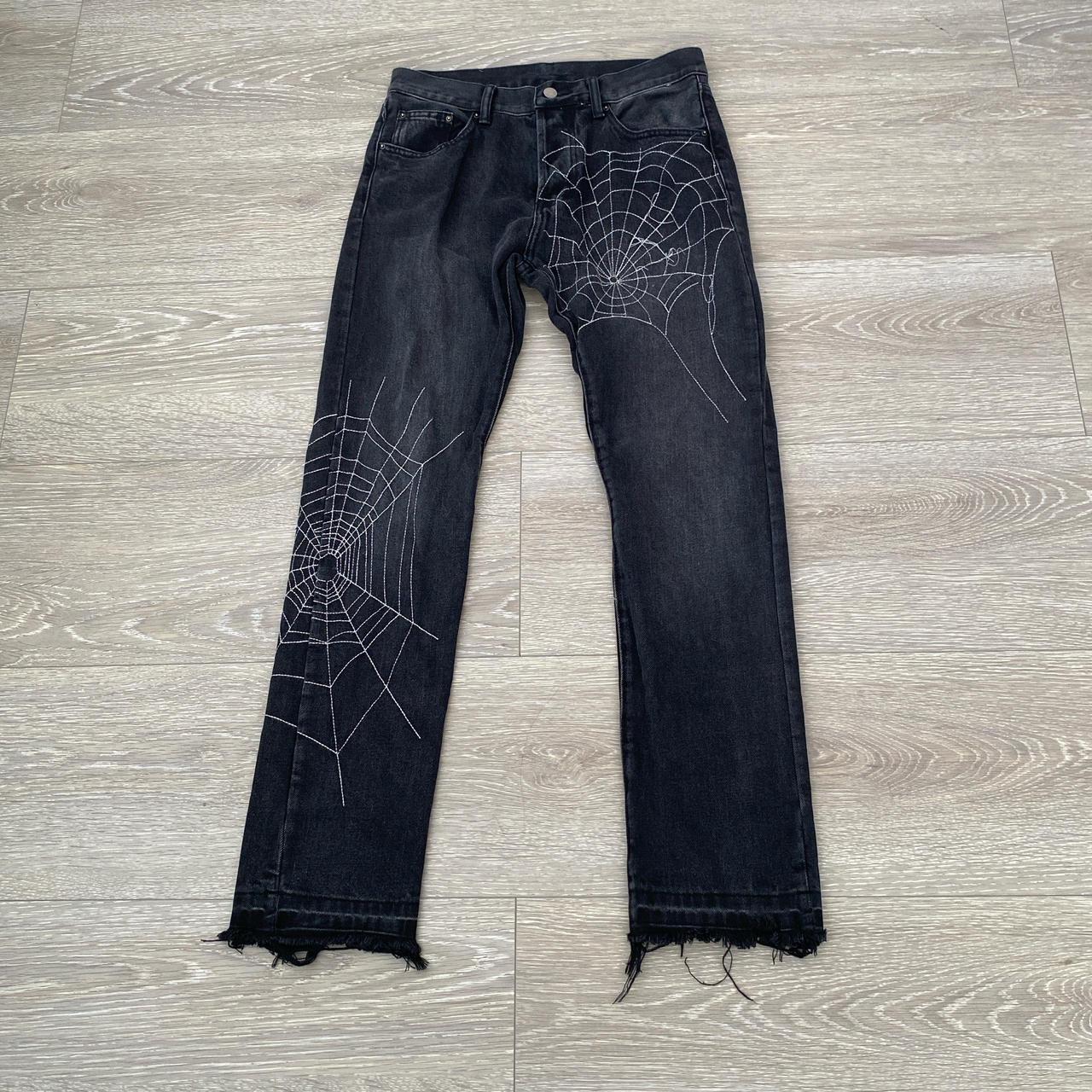 MNML spider web black jeans / pants. Men’s size M .... - Depop