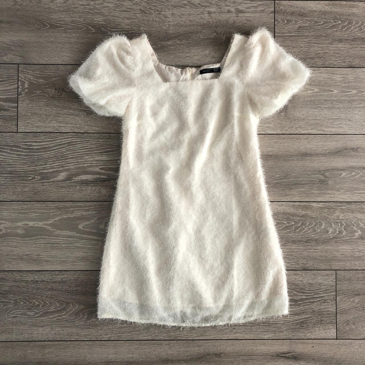Fuzzy Dress with Milkmaid Neckline 🤍 Super cute and... - Depop