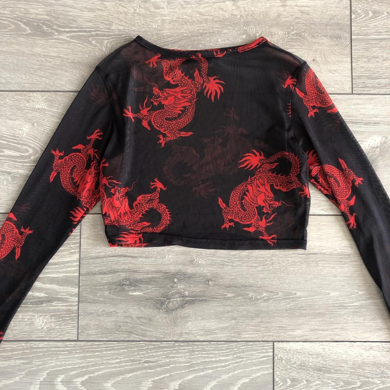 Dragon Mesh Long Sleeve Top 🐉 Size 6 #dragon #mesh... - Depop