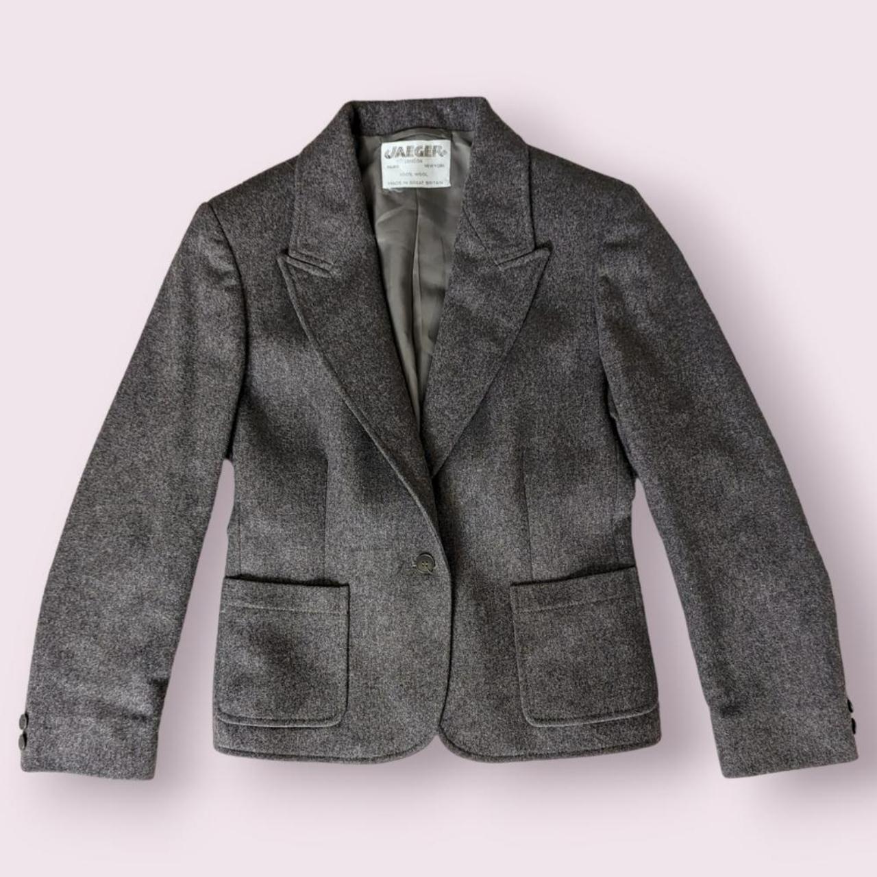 Sleek vintage wool blazer by Jaeger London Melange... - Depop