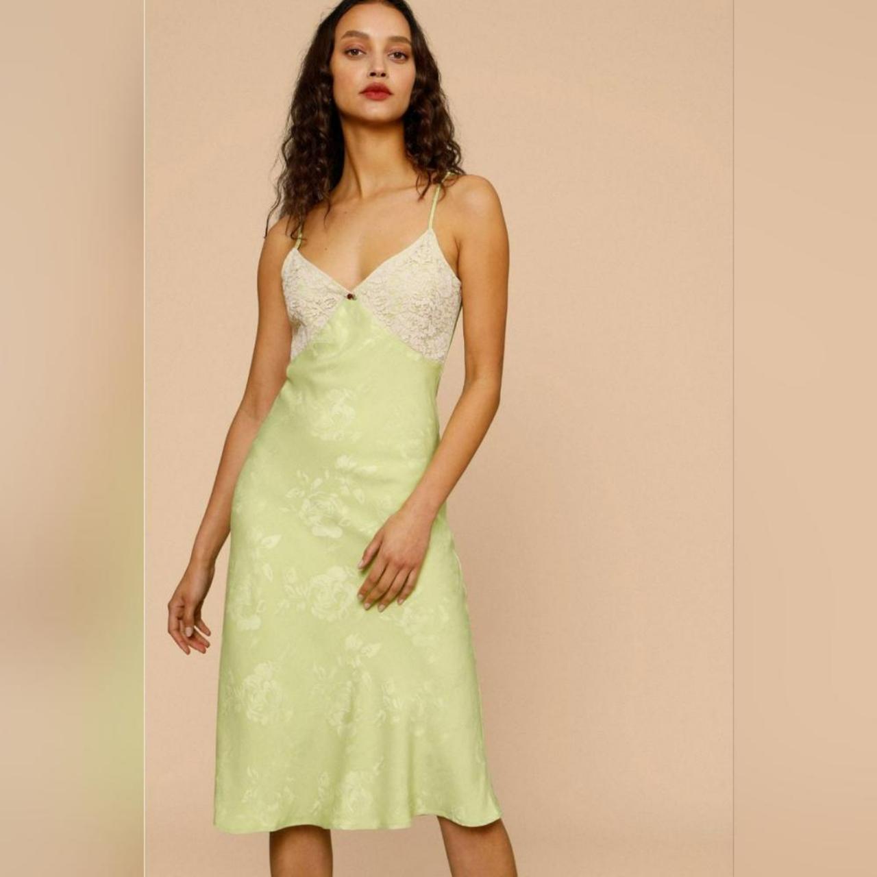 'Diane' slip dress by Rouje Paris -Light green... - Depop