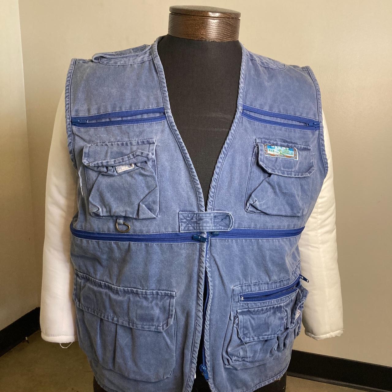 10 pocket-Blue denim utility camper vest Perfect pop... - Depop