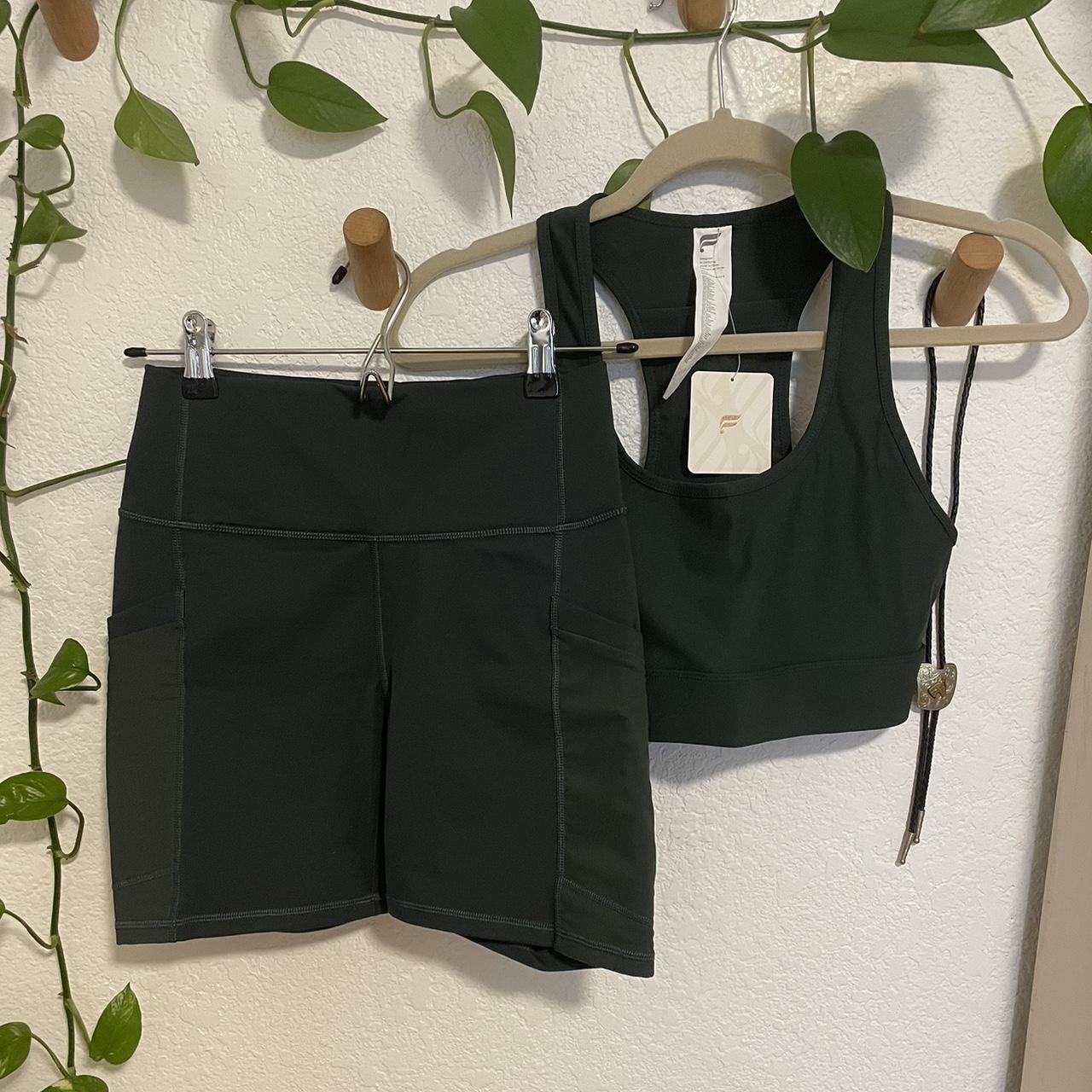 Fabletics 2 piece workout set. Deep green, size... - Depop