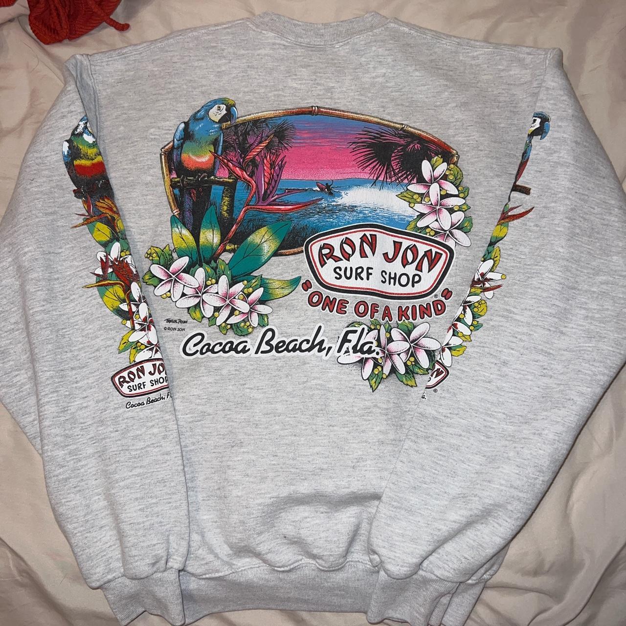 ron jon surf shop crewneck tag reads size small but... - Depop